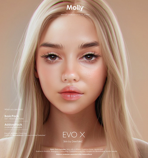 Second Life Marketplace - DeeTaleZ *SKINS - FATPACK* lel EVOX - Molly - ALL TONES + ADDON